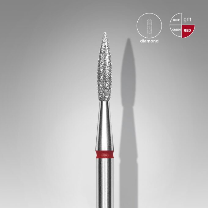 STALEKS Dimanta frēze liesma asa 023 sarkana (8mm) | Nails Latvija